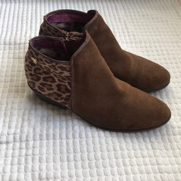 Sam Edelman | Shoes | Sam Edelman Brown Suede Leopard Bootie | Poshmark